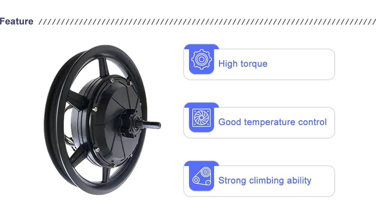 14Inch 72V 3000W 120km/h 135MM High Speed Gearless Hub Motor